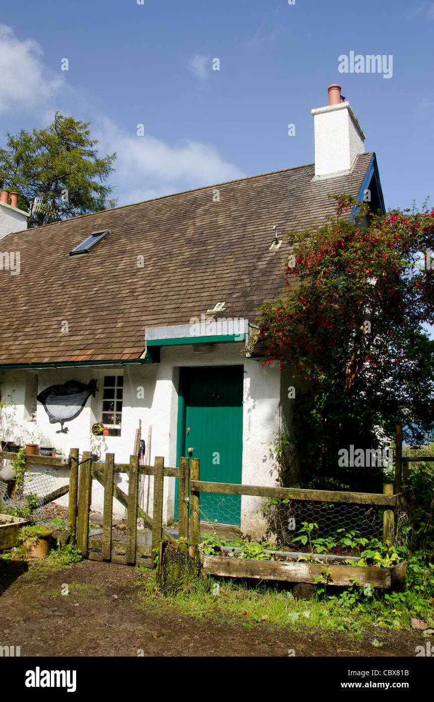 Scotland, Inner Hebrides, Isle of Rum (aka Rhum) Typical island cottage ...