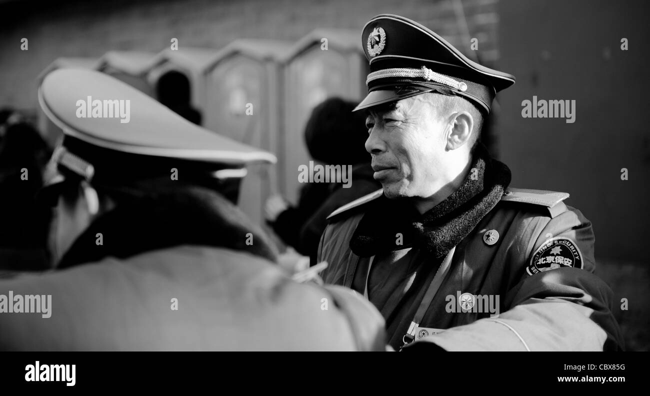 Security guards at the Chinese New Year temple fair in Ditan Park Stock ...