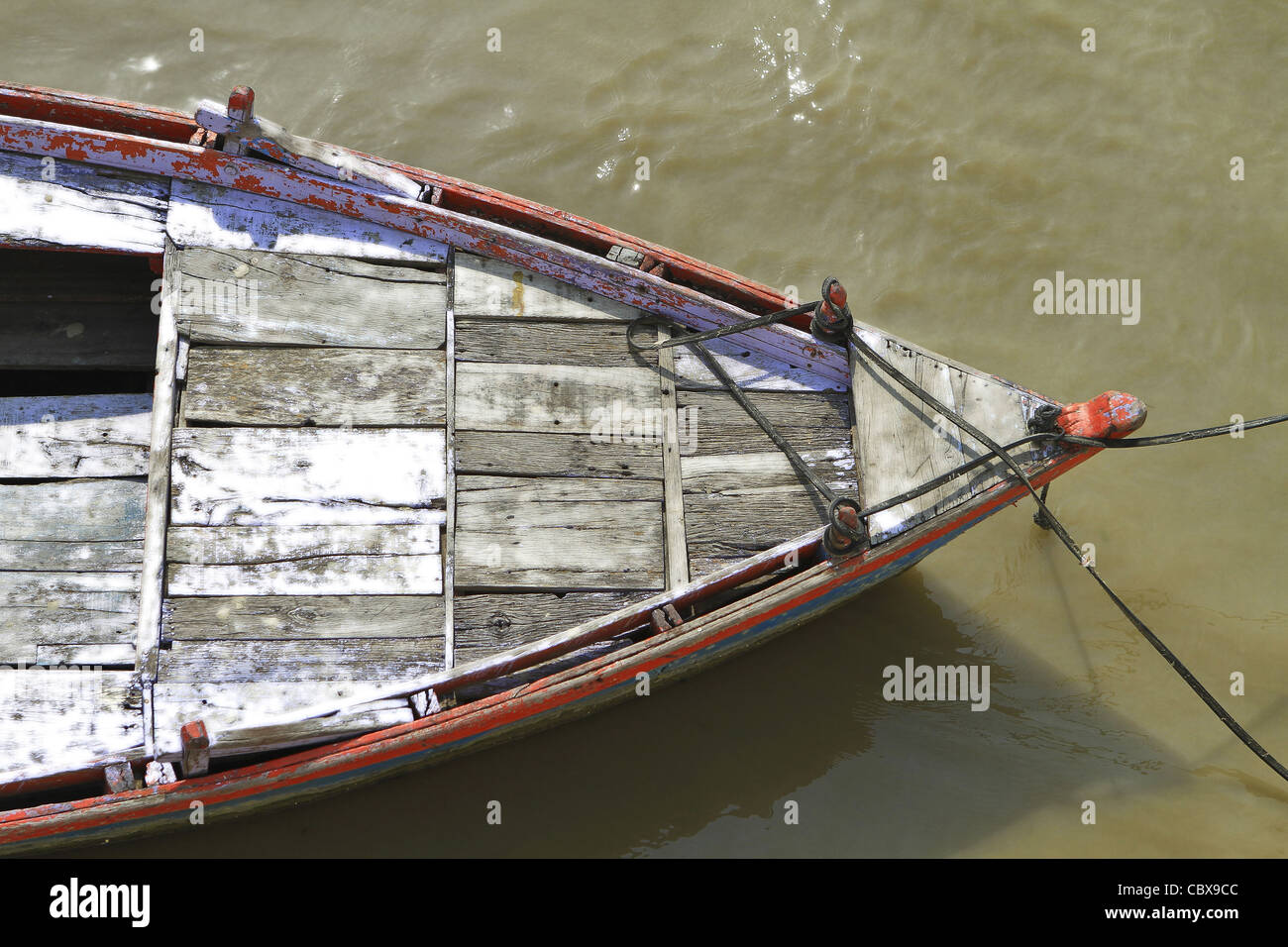 Traditional wooden boat on the Ganges . India Stock Photo - Alamy