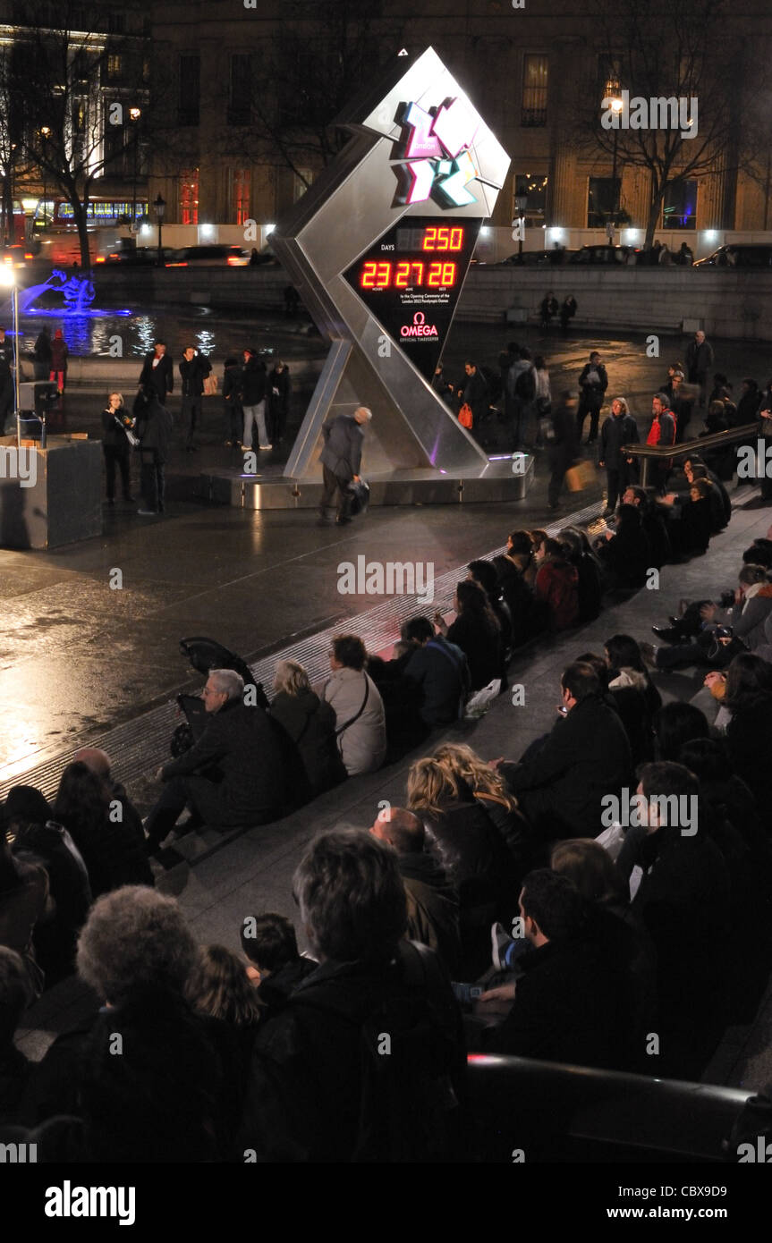 Olympic game count down clock at Trafalgar Square, London Stock Photo ...
