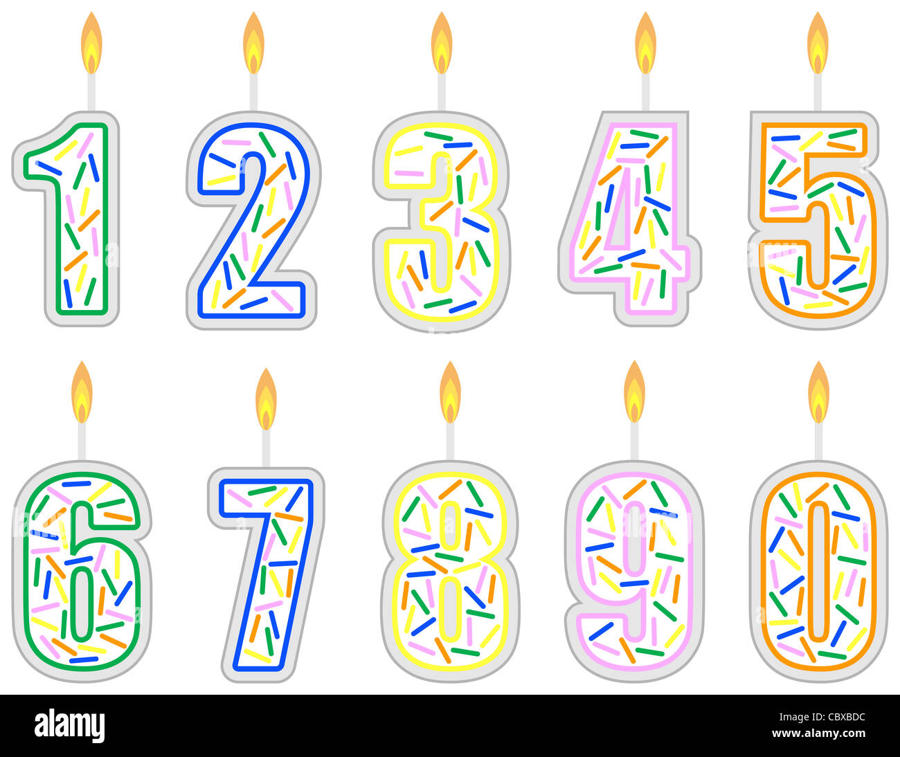 Set of Numbered Birthday Candles Stock Photo - Alamy
