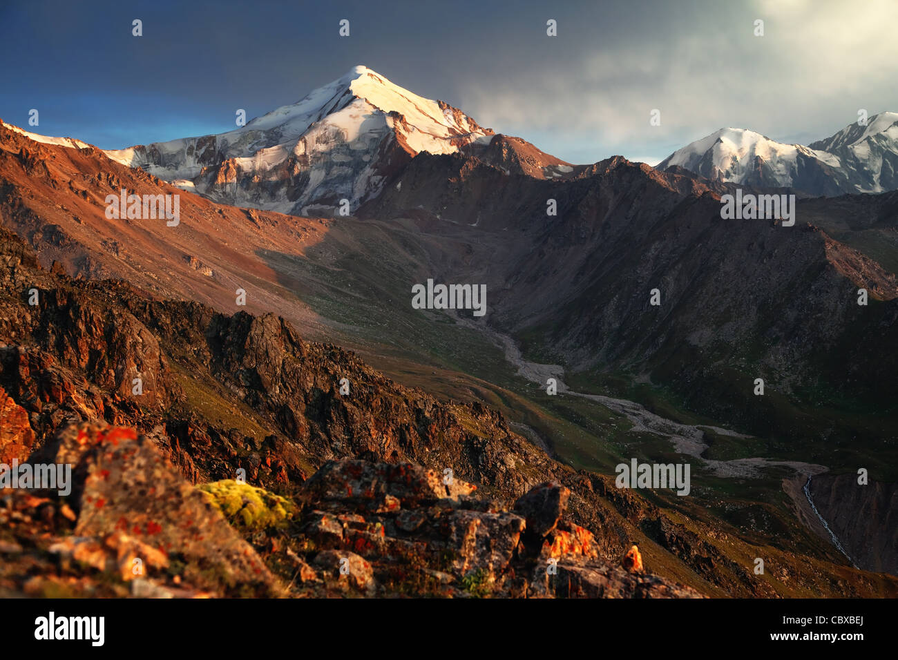 Soviet's Peak (4300 m alt.) in Tien-Shan mountains, Kazakhstan Stock ...