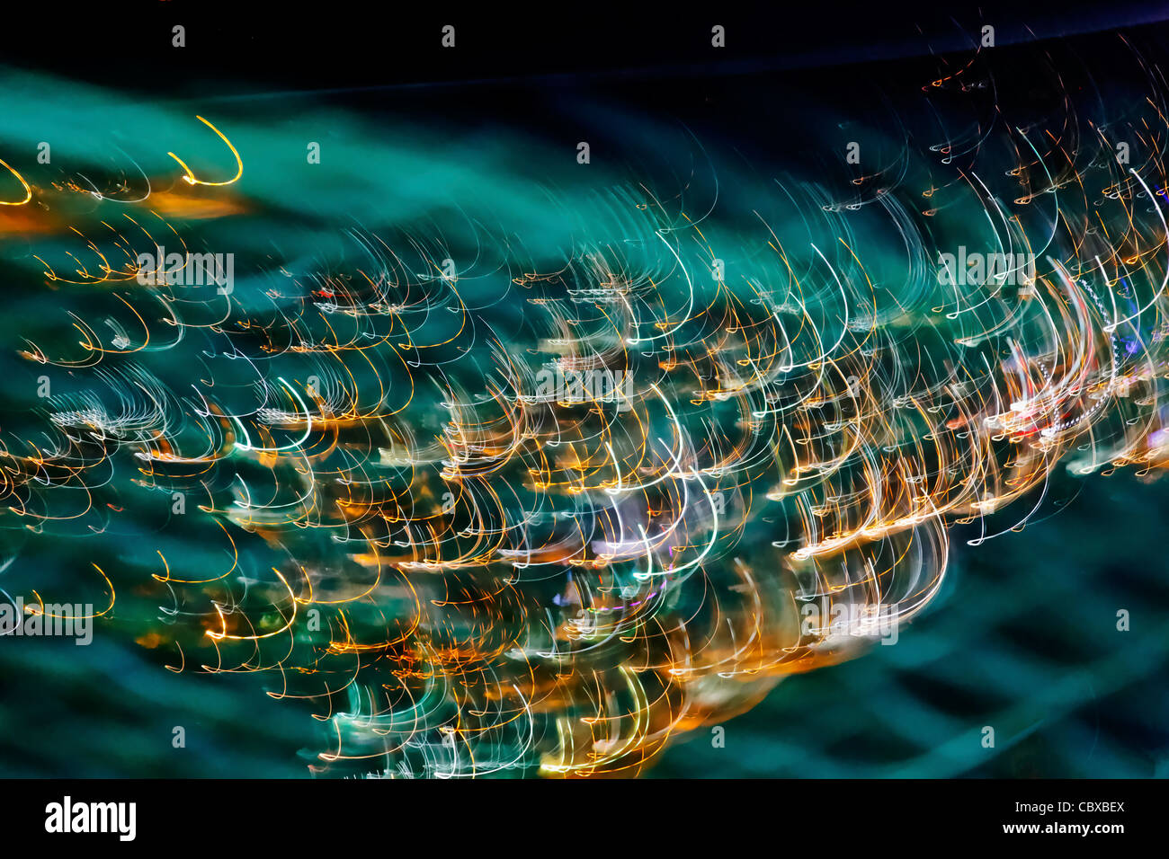 Horizontal landscape texture of U's floating mid air on a dark ...