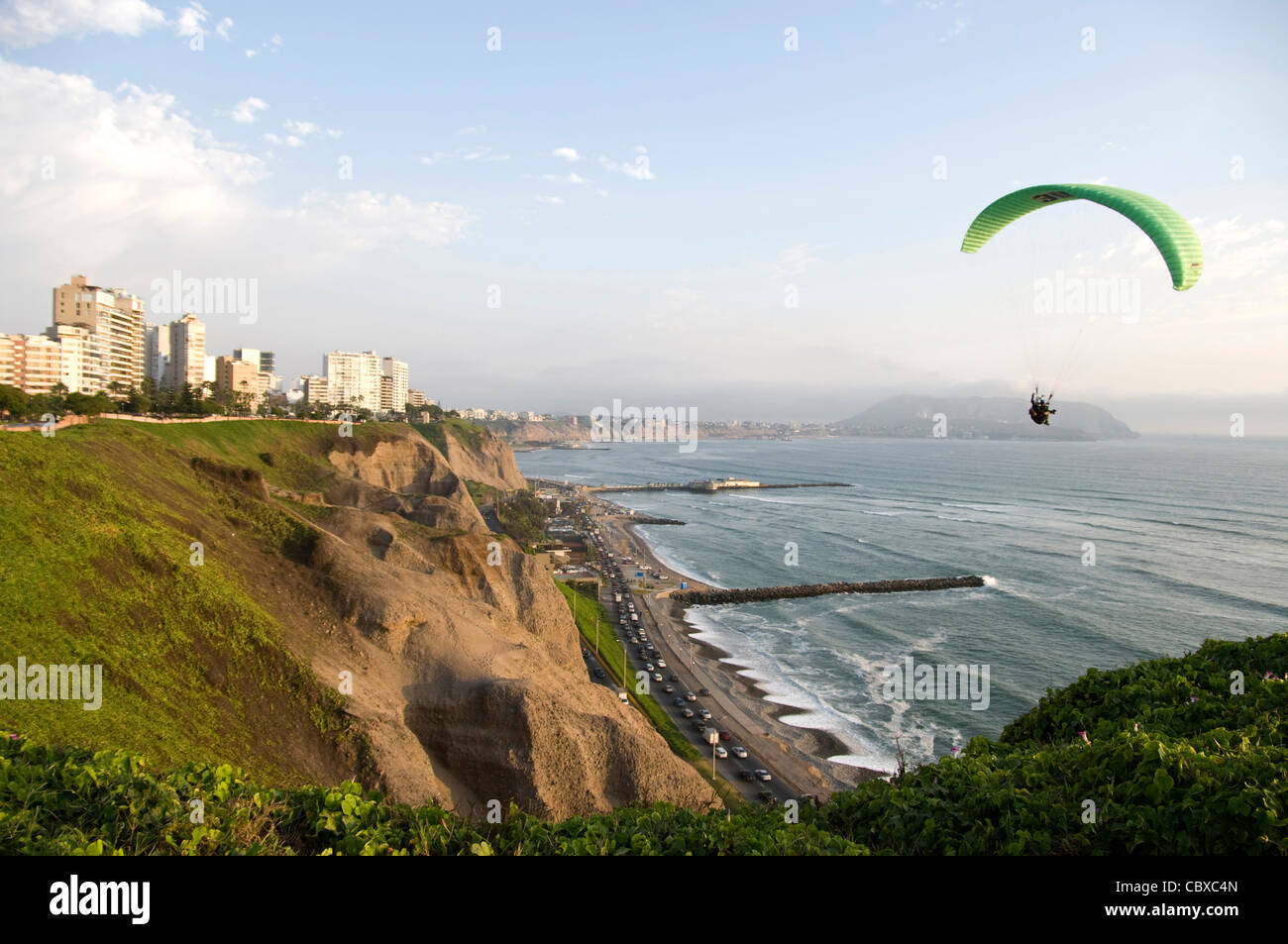 Peru. Lima city. Miraflores neighborhood. Green coast Stock Photo - Alamy