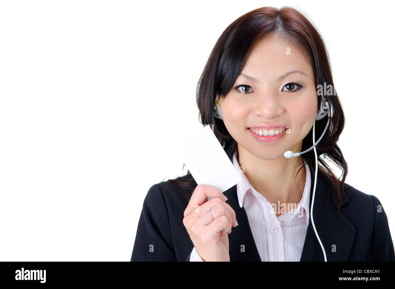 asian business woman with a name card Stock Photo - Alamy