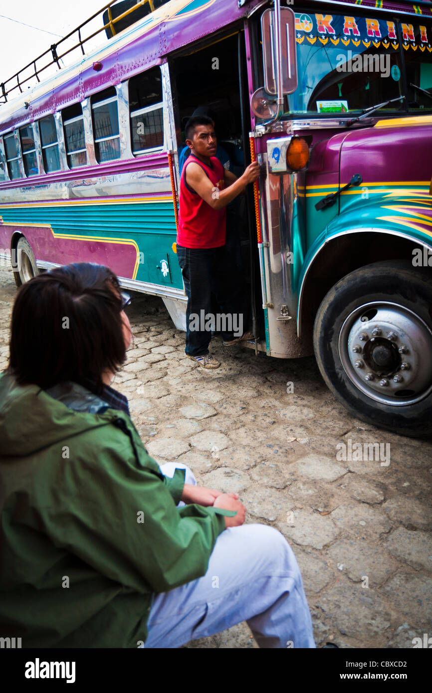guatemalan chicken bus school bus tourist Stock Photo - Alamy