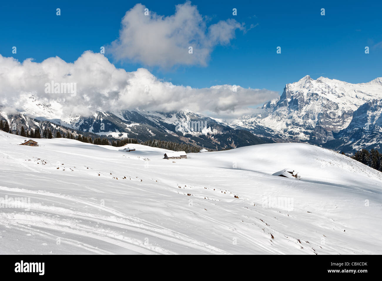 The ski slope in the Bernese Alps in Switzerland Stock Photo - Alamy