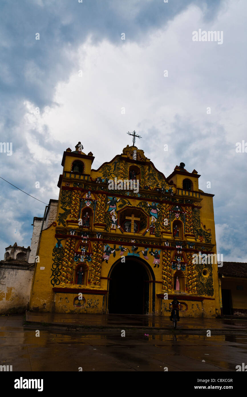 guatemalan church yellow Stock Photo - Alamy