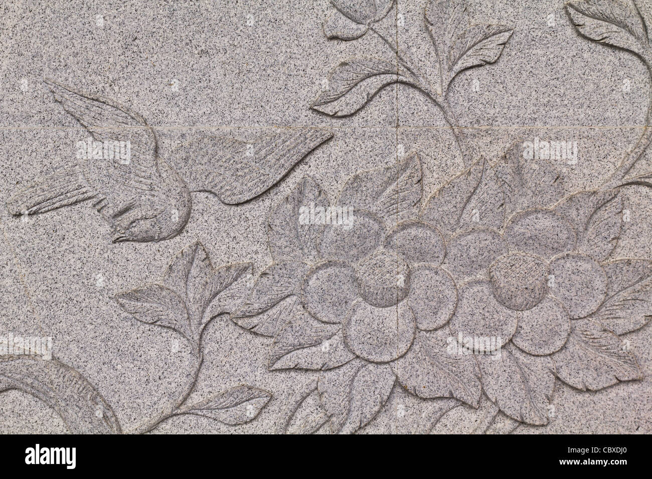 Bird carved on stone wall in chinese temple Thailand Stock Photo - Alamy