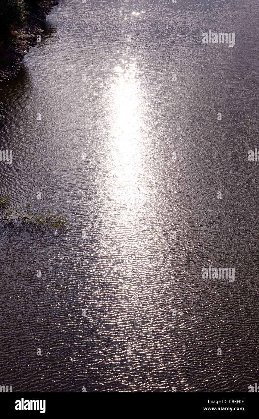 Background of ripple lake water and sun reflections. Natural nature ...