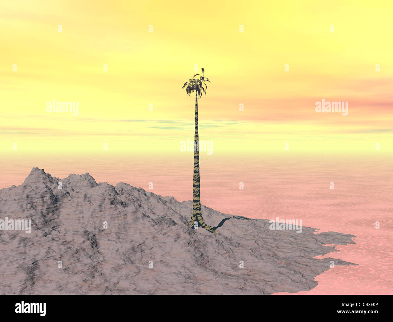 Computer Generated Image of a Tropical Island at Sunset Stock Photo - Alamy