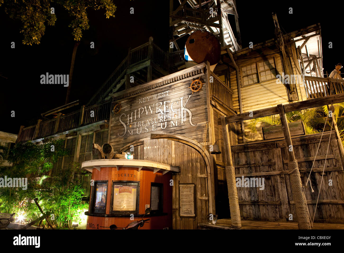 Key West night life, Shipwreck museum Florida USA Stock Photo - Alamy