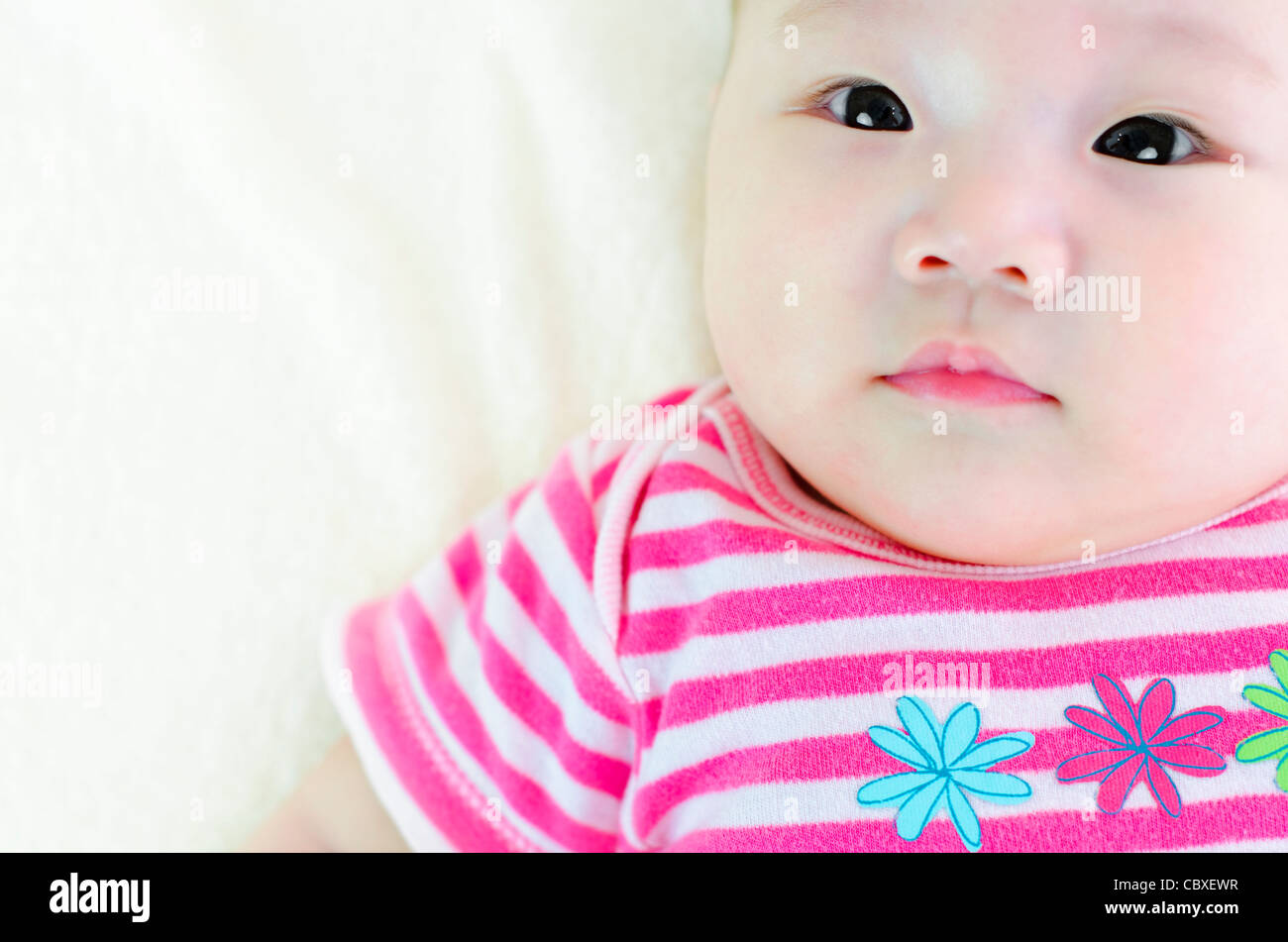 Curious 5 months old Asian baby looking Stock Photo - Alamy