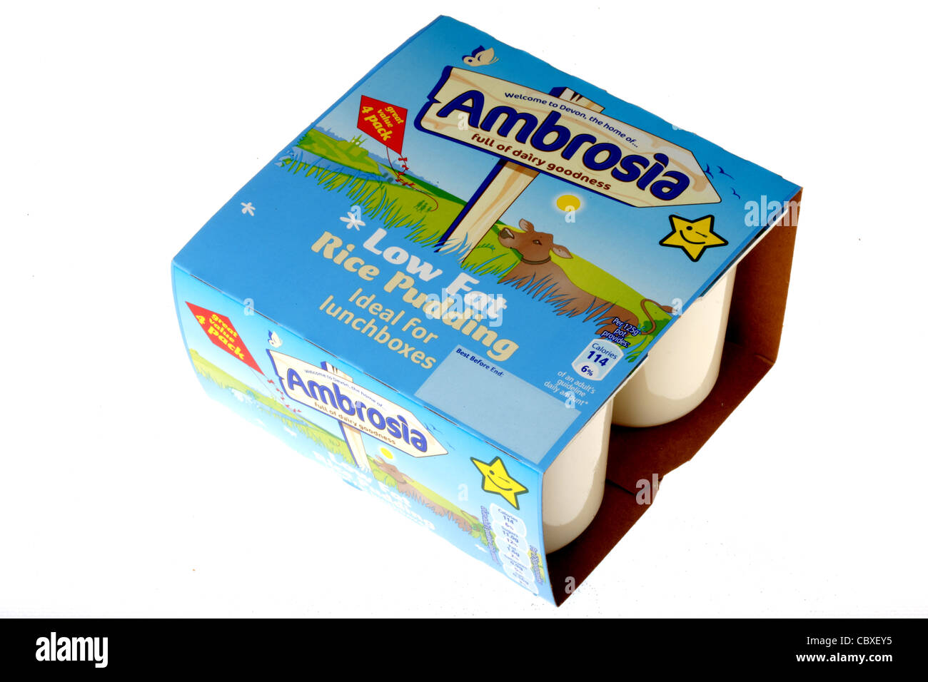 Branded Packaging Of Ambrosia Low Fat Dessert Rice Pudding Isolated ...