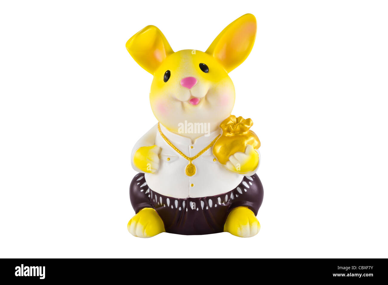 rabbit savings bank on a white background Stock Photo - Alamy