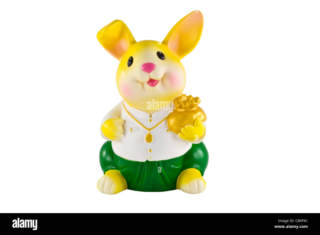 rabbit savings bank on a white background Stock Photo - Alamy