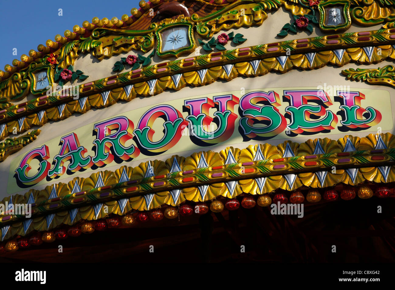 Merry-go-round Carousel at a playground in London, England, UK Stock ...