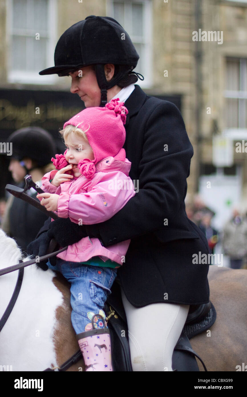 A Child Sat on a Horse at The Heythrop Hunt at the boxing day meet in ...