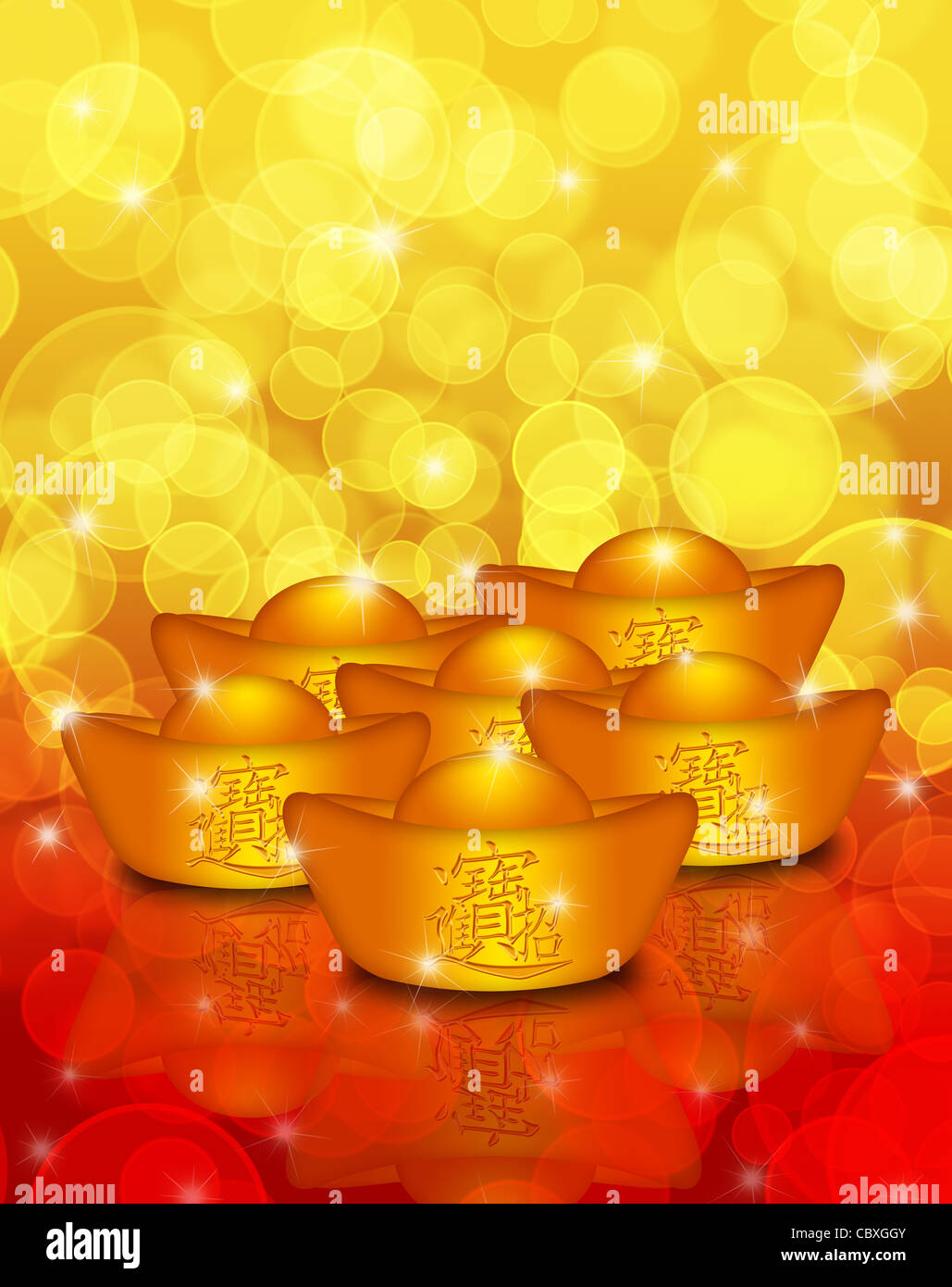 Chinese Gold Bars with Text Bringing in Wealth and Treasure on Blurred ...
