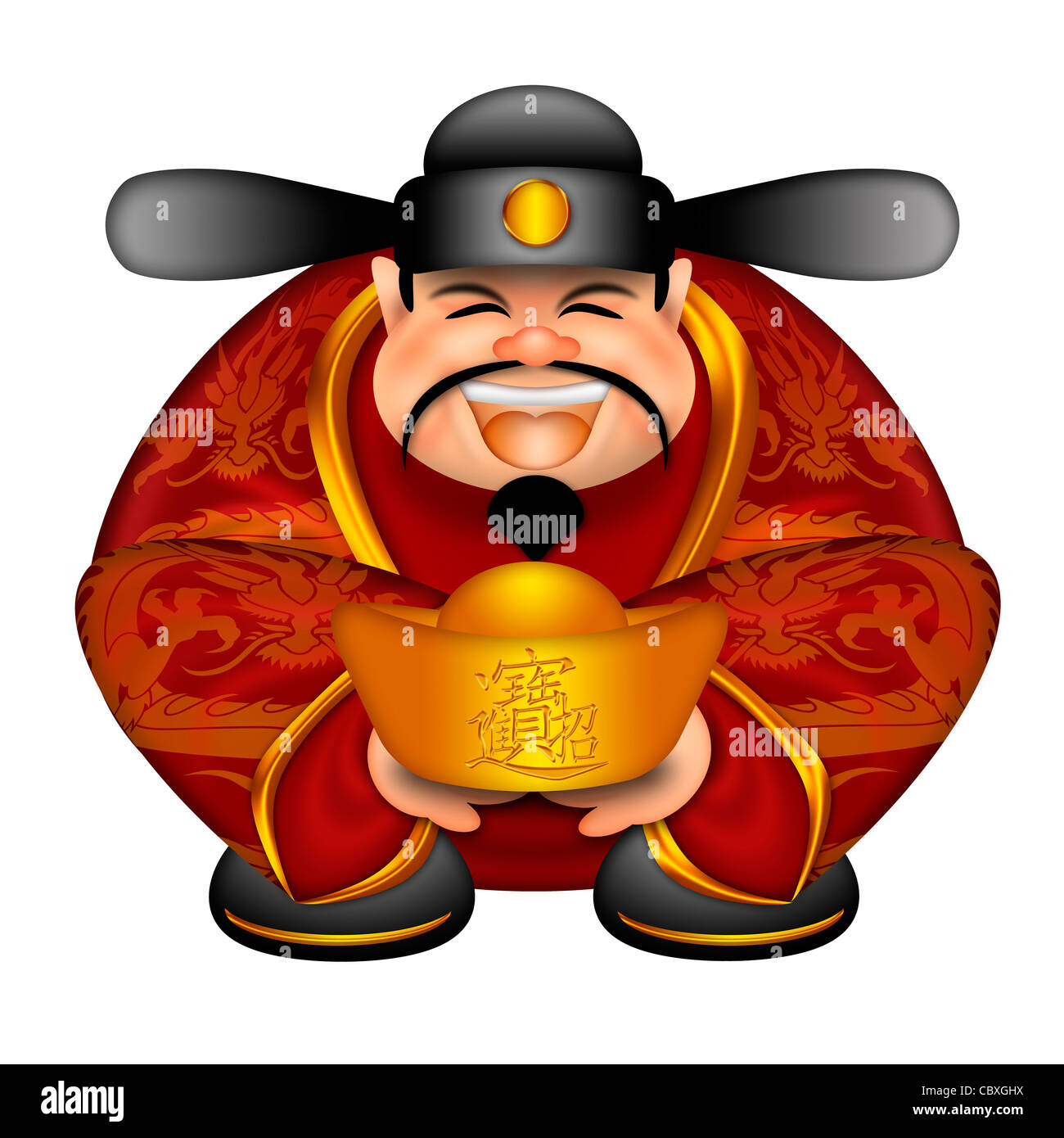 Chinese Prosperity Money God with Text Bringing in Wealth and Treasure ...
