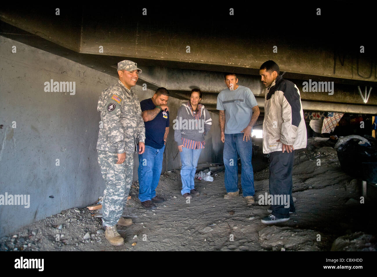 A homeless military veteran living under a bridge in Southern ...