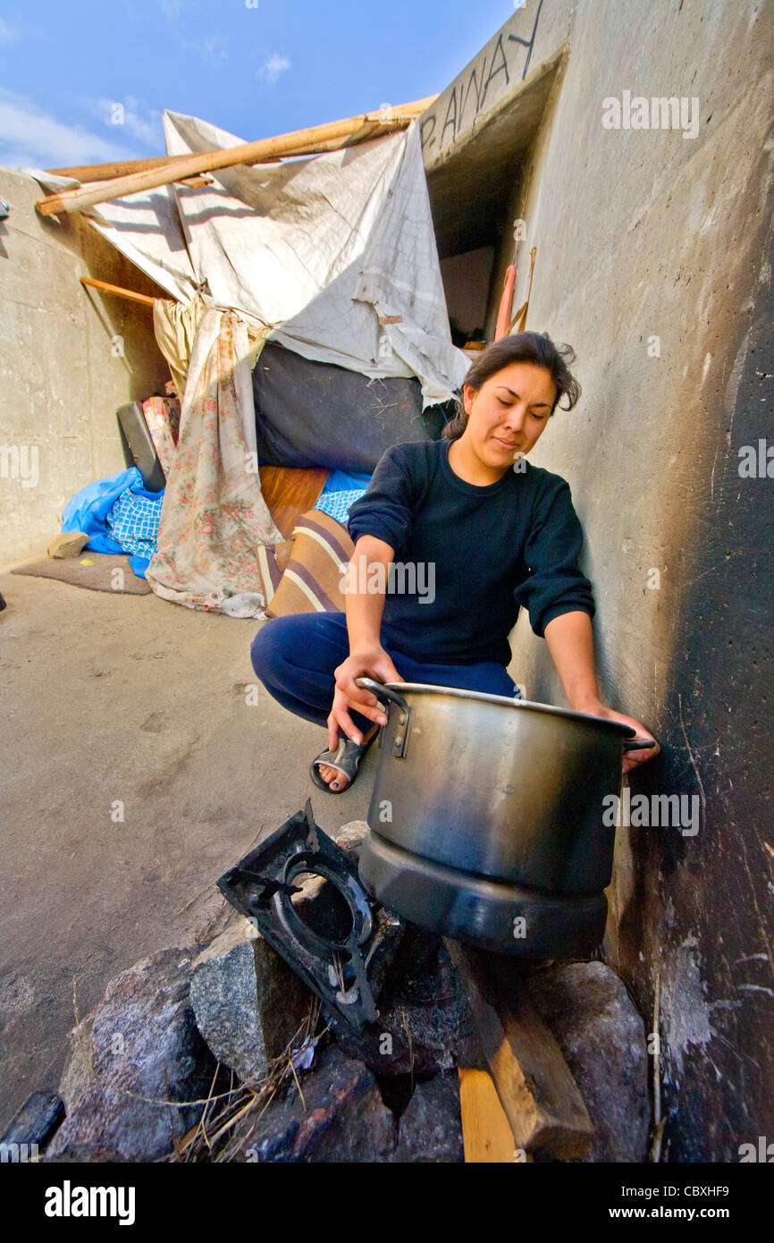 A homeless Hispanic military veteran lives under a Southern California ...