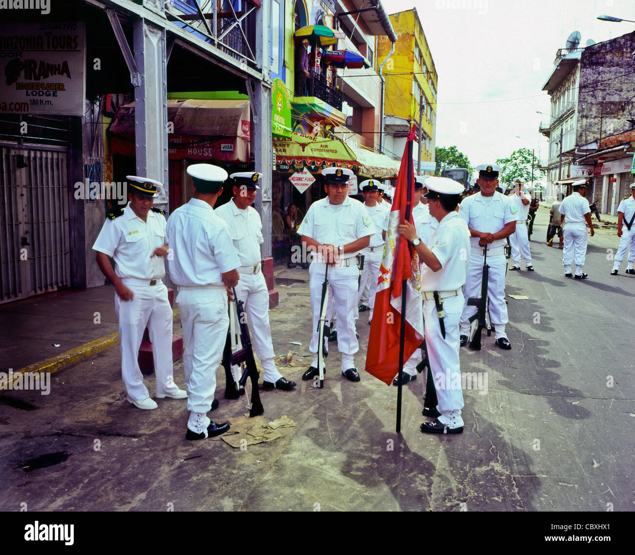 The Peruvian Navy in Iquitos in white uniform Stock Photo - Alamy