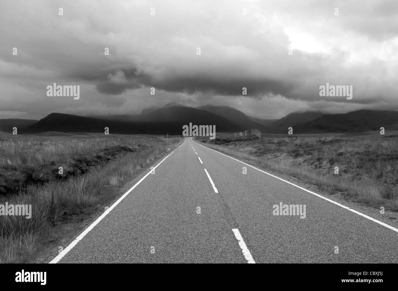 An empty street on Scottish Highlands Stock Photo - Alamy
