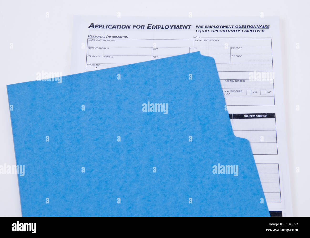 Job Application Folder Stock Photo - Alamy