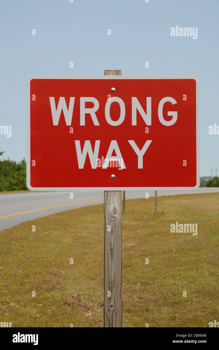 Wrong way sign Stock Photo - Alamy