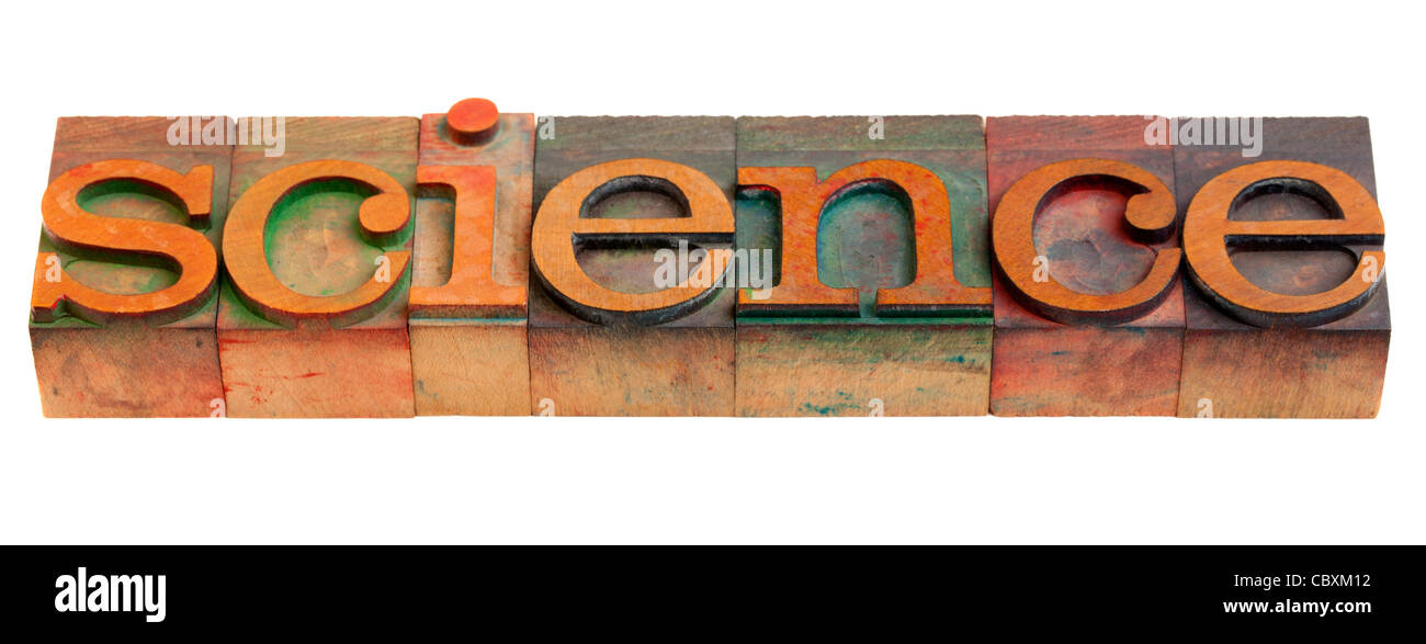 science - word in vintage wooden letterpress printing blocks, isolated ...