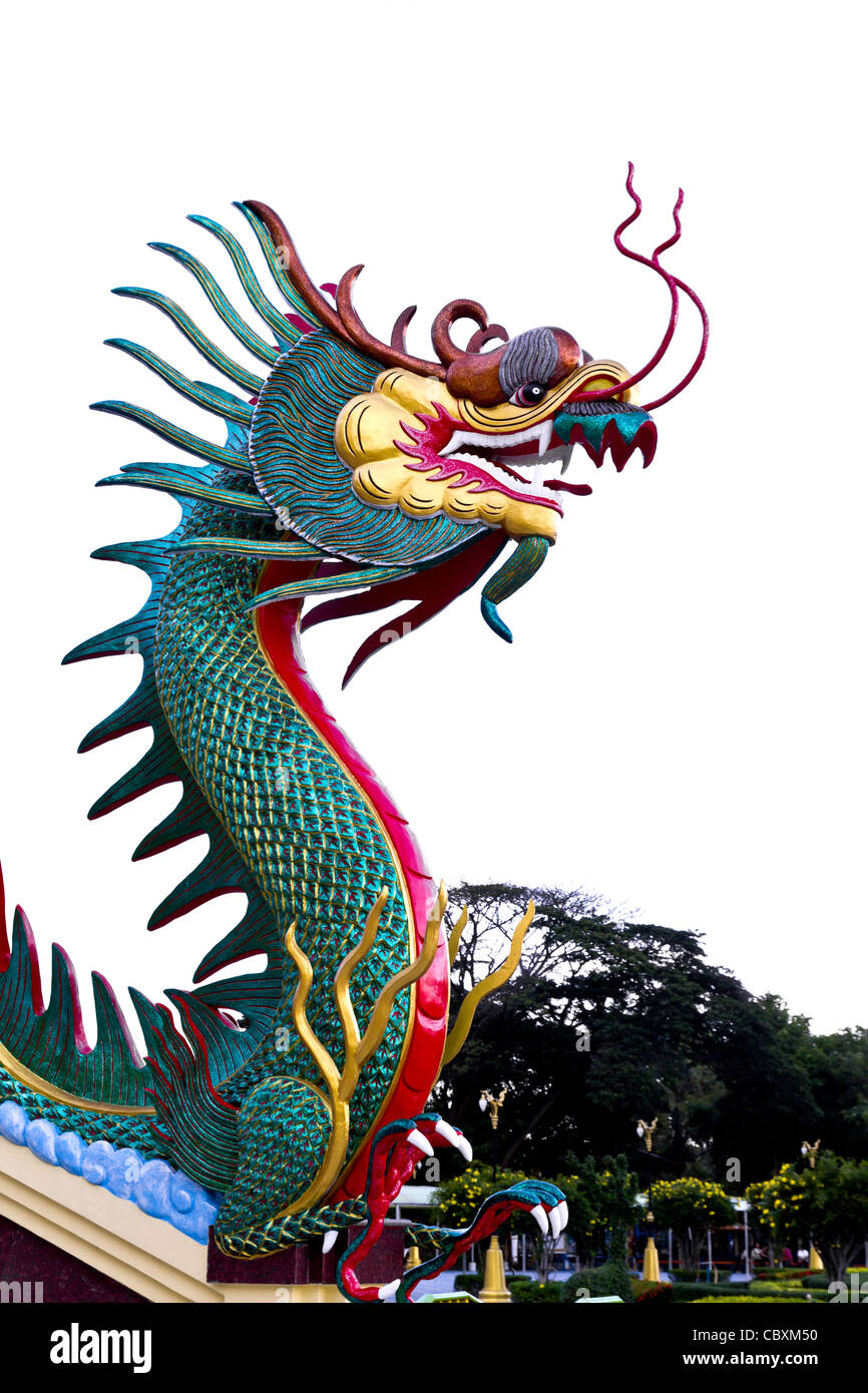 Colorful dragon statue in temple, Angthong Thailand Stock Photo - Alamy