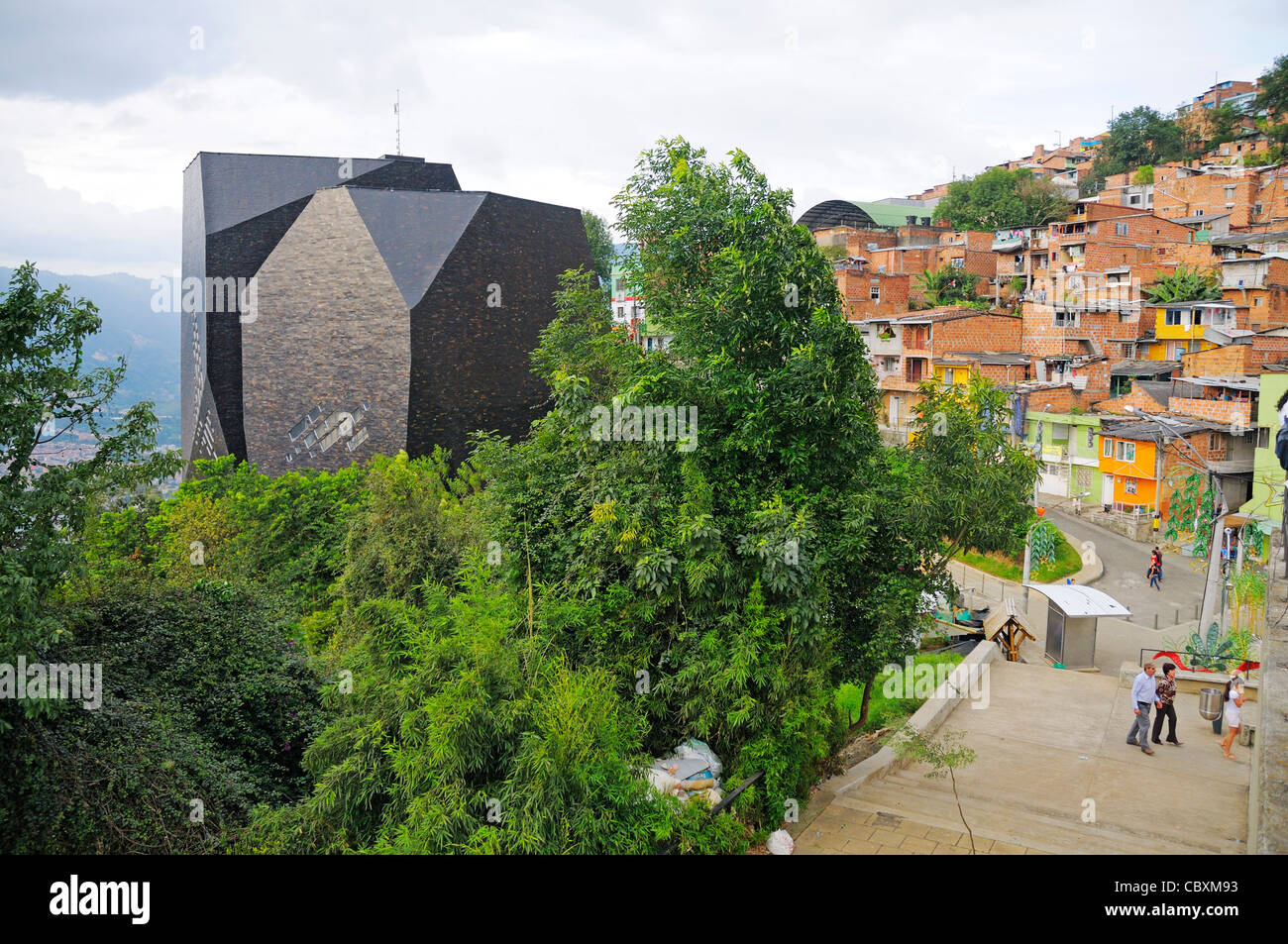 Modern library Biblioteca Espana at the quarter Comuna 13, Medellin ...