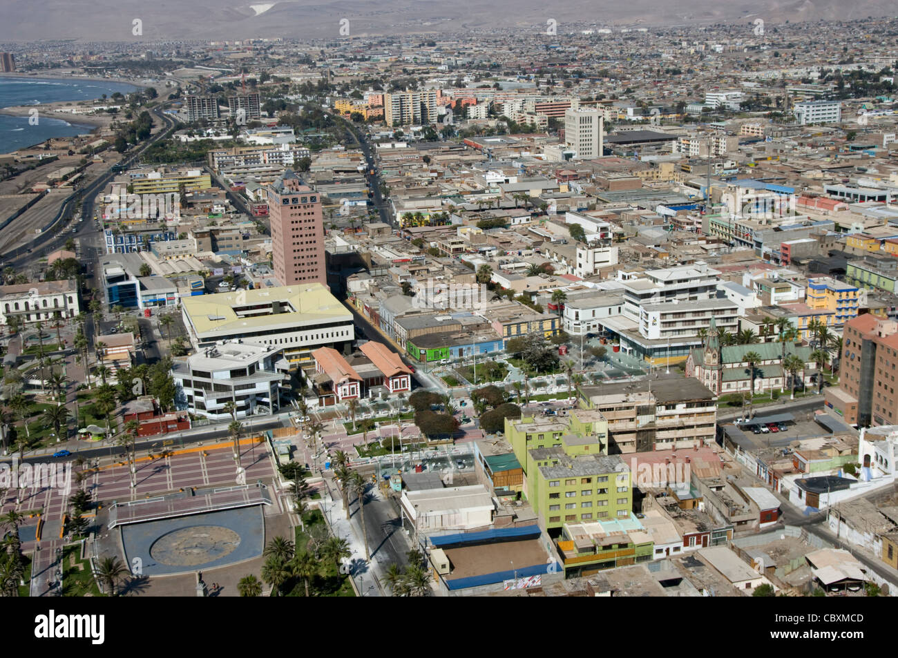 Chile. Aerial view of Arica and its port Stock Photo - Alamy