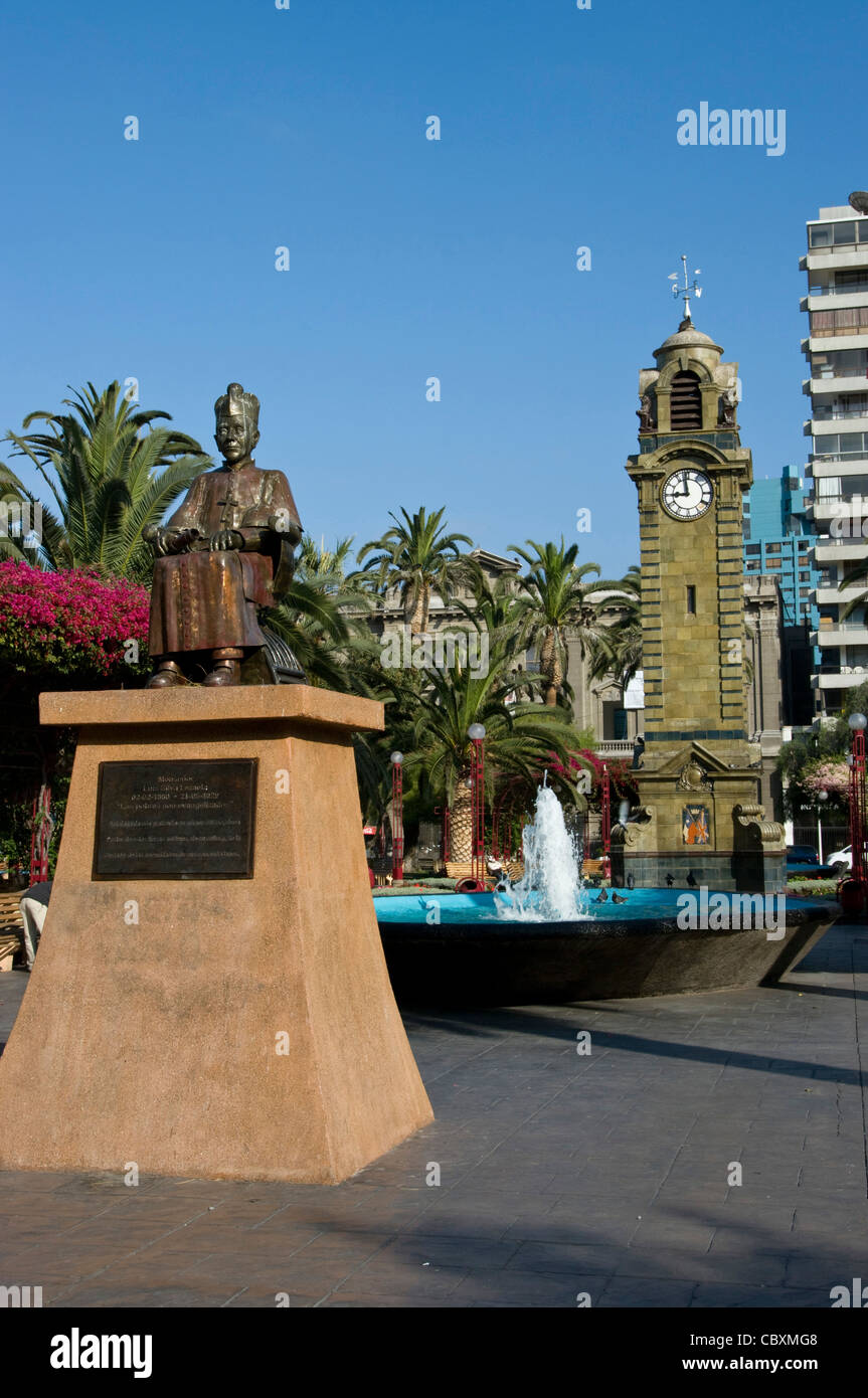 Chile. Antofagasta city. Colon square and clock tower Stock Photo - Alamy