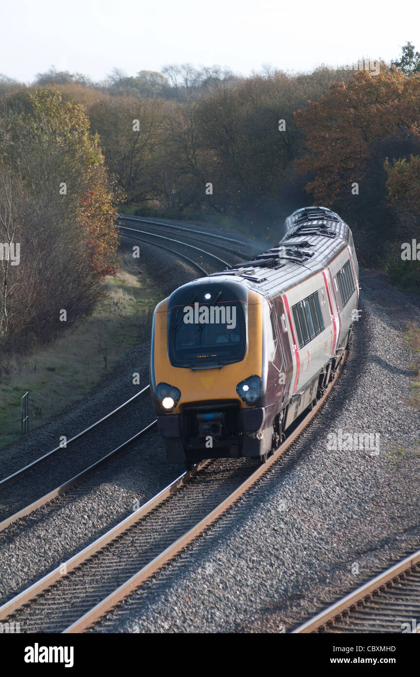 Arriva Cross Country Voyager train, Warwickshire, UK Stock Photo - Alamy