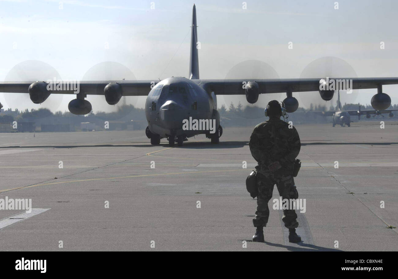 Two MC-130P Combat Shadow tanker aircraft from the 129th Rescue Wing at ...