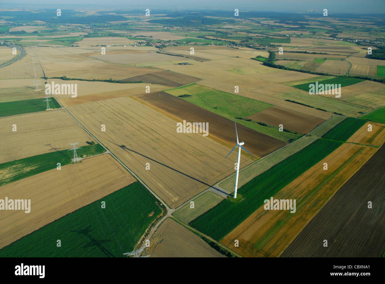 Aerial view of wind turbine in french countryside Stock Photo - Alamy