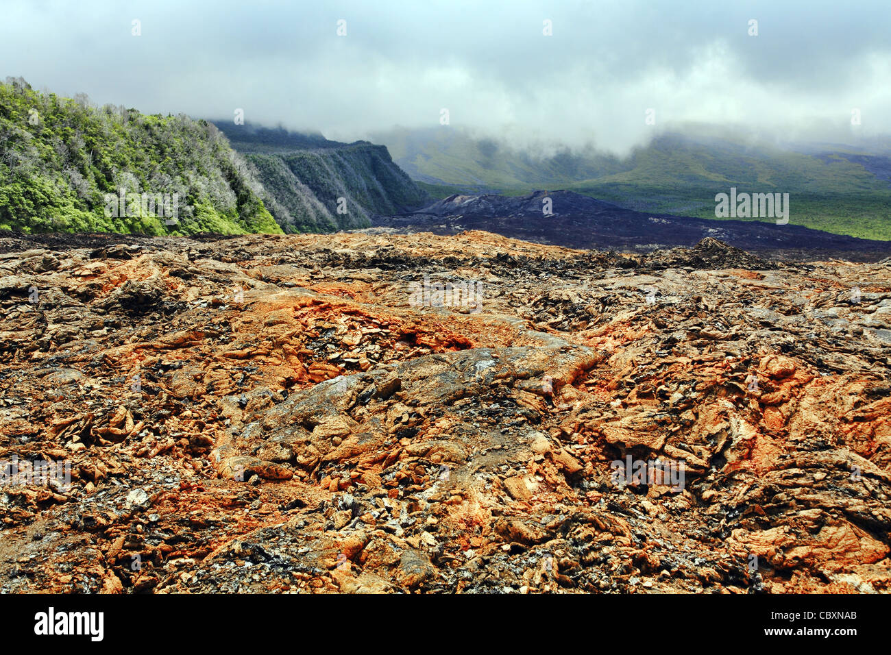 Volcano in Reunion Island Stock Photo - Alamy