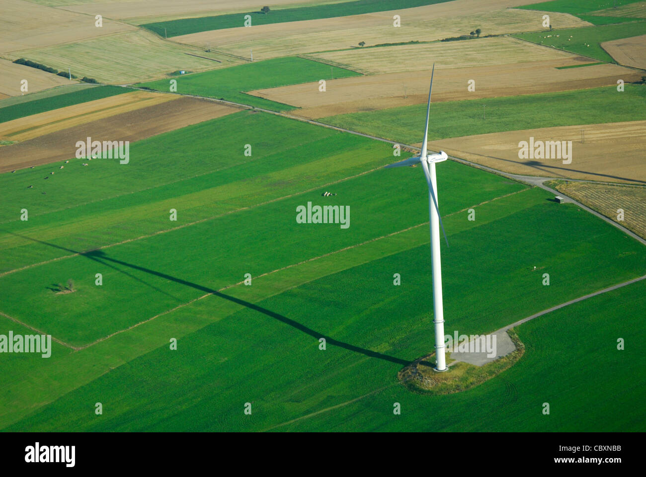 Aerial view of wind turbine in France Stock Photo - Alamy