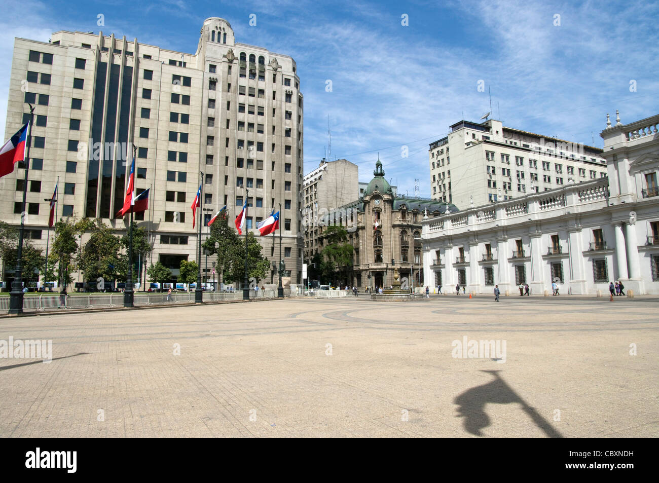 Santiago de Chile city. Constitution Square and the Ministry of Justice ...
