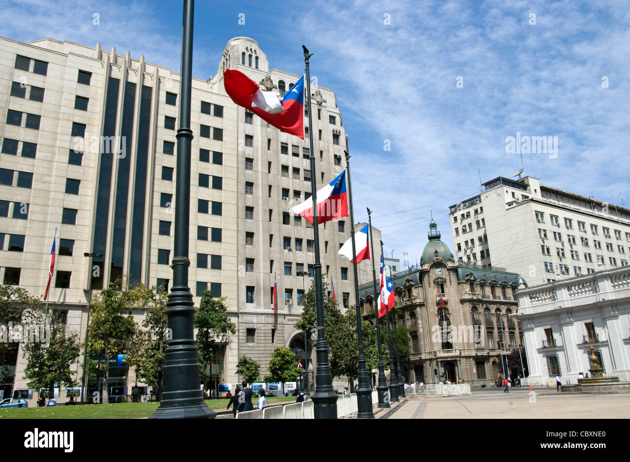 Santiago de Chile city. Constitution Square and the Ministry of Justice ...