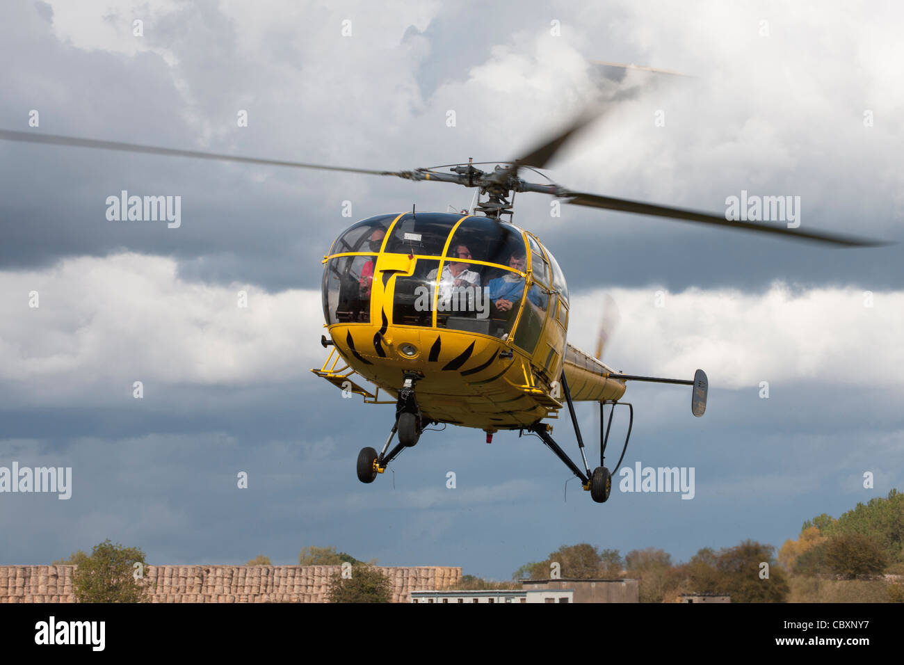 Aerospatiale SA316B Alouette III N9362 in flight landing at Breighton ...