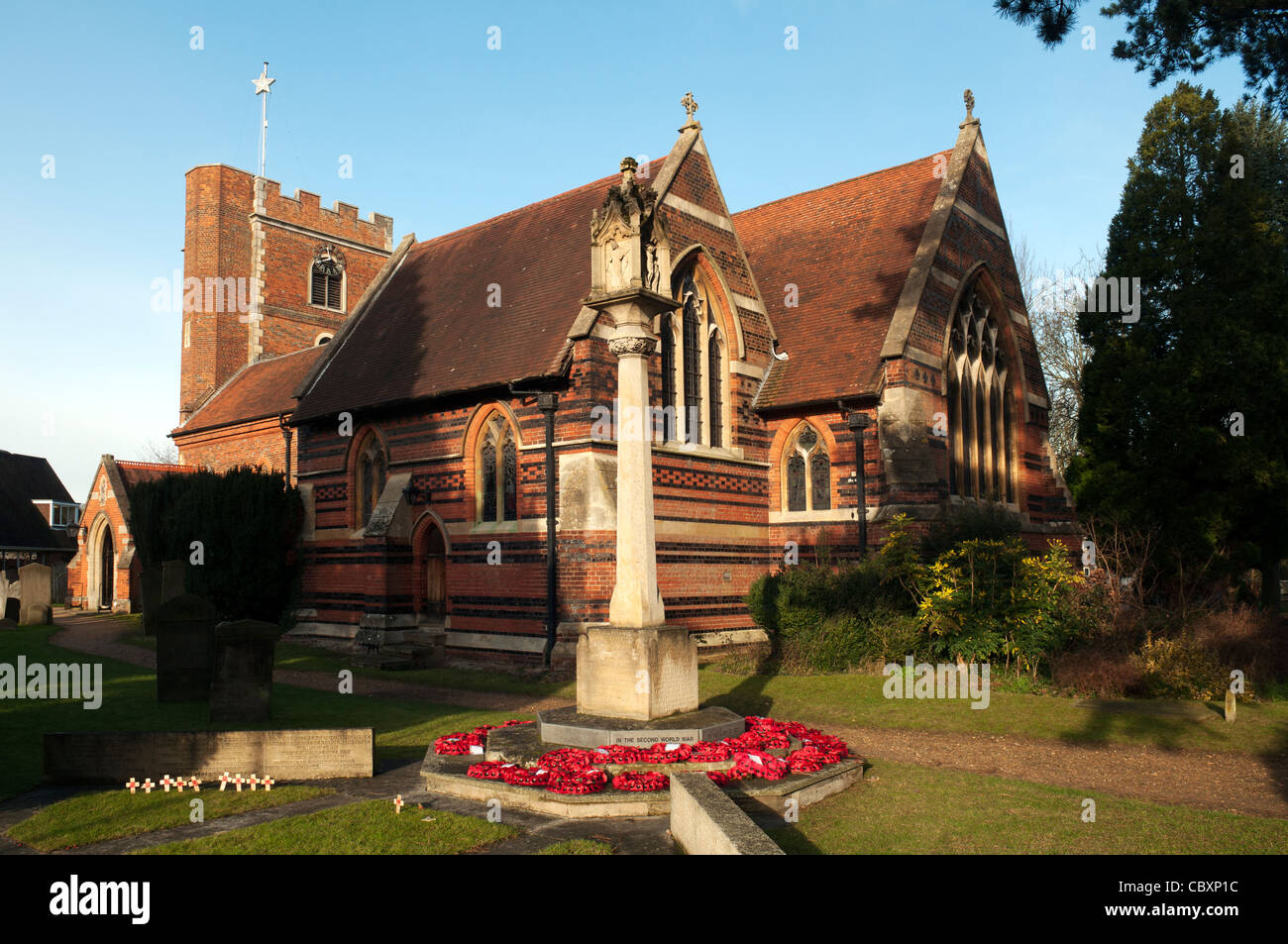Church grounds and war memorial Chalfont St Peter village parish church ...