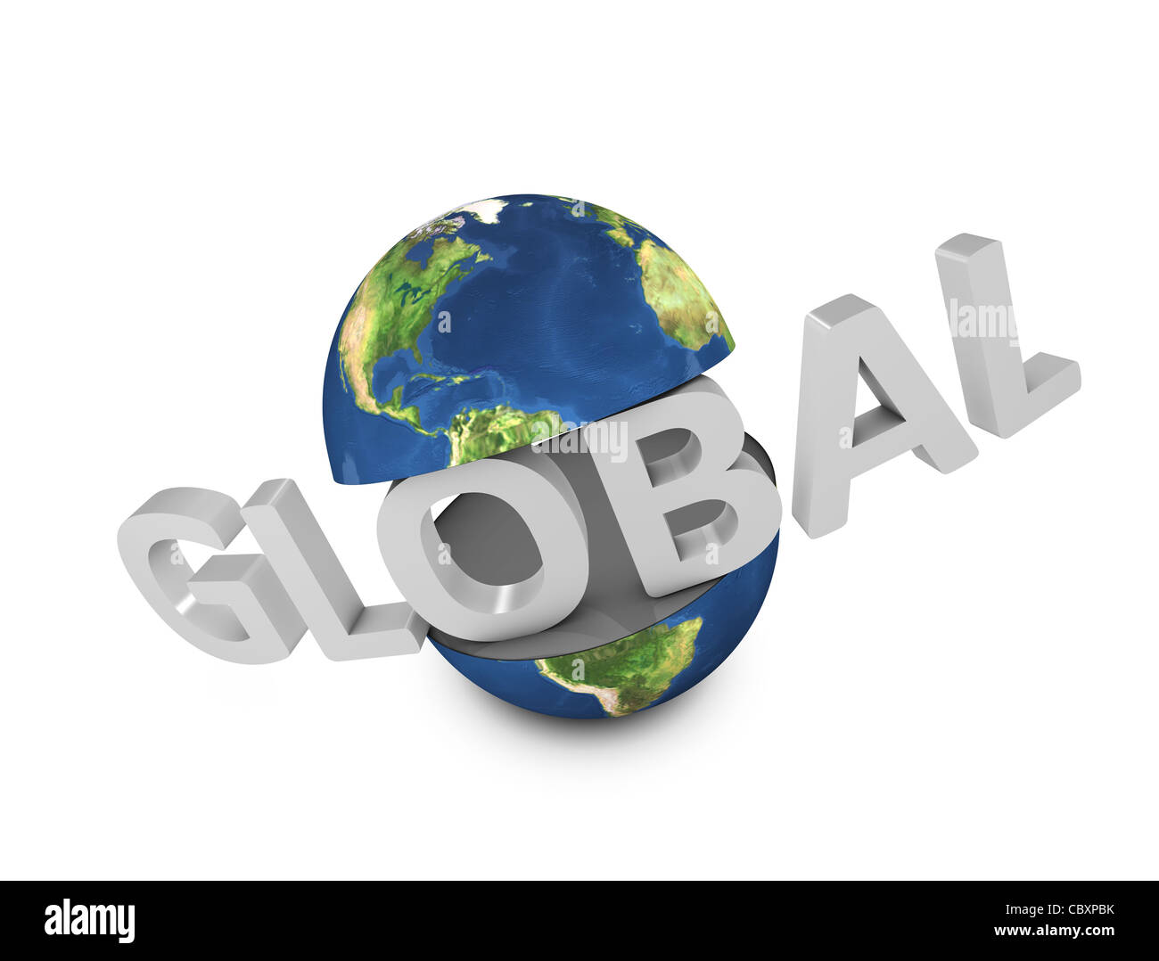 3d rendering, conceptual go global, isolated on white Stock Photo - Alamy