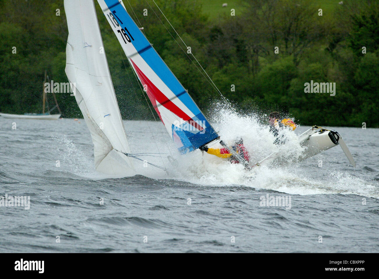 A high speed catamaran pitch poles and crashes in high wind on Bala ...