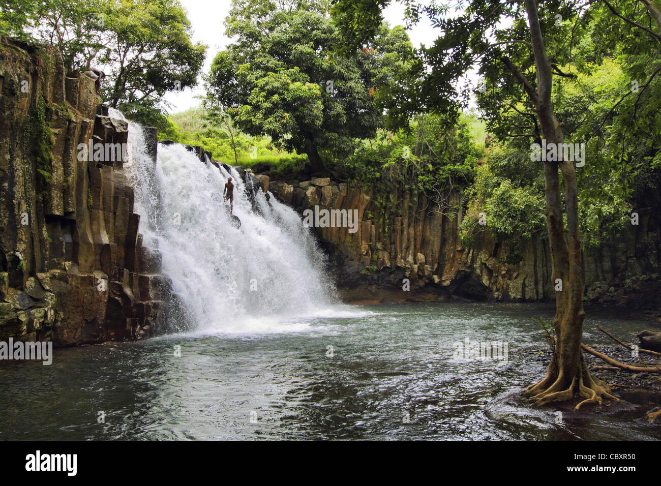 Waterfall in Mauritius Stock Photo - Alamy