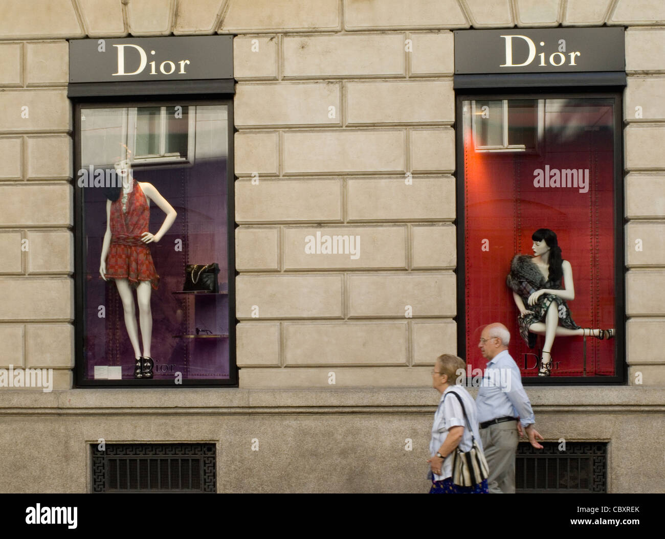 windows of Christian Dior shop in Via Montenapoleone, Milan, Italy ...