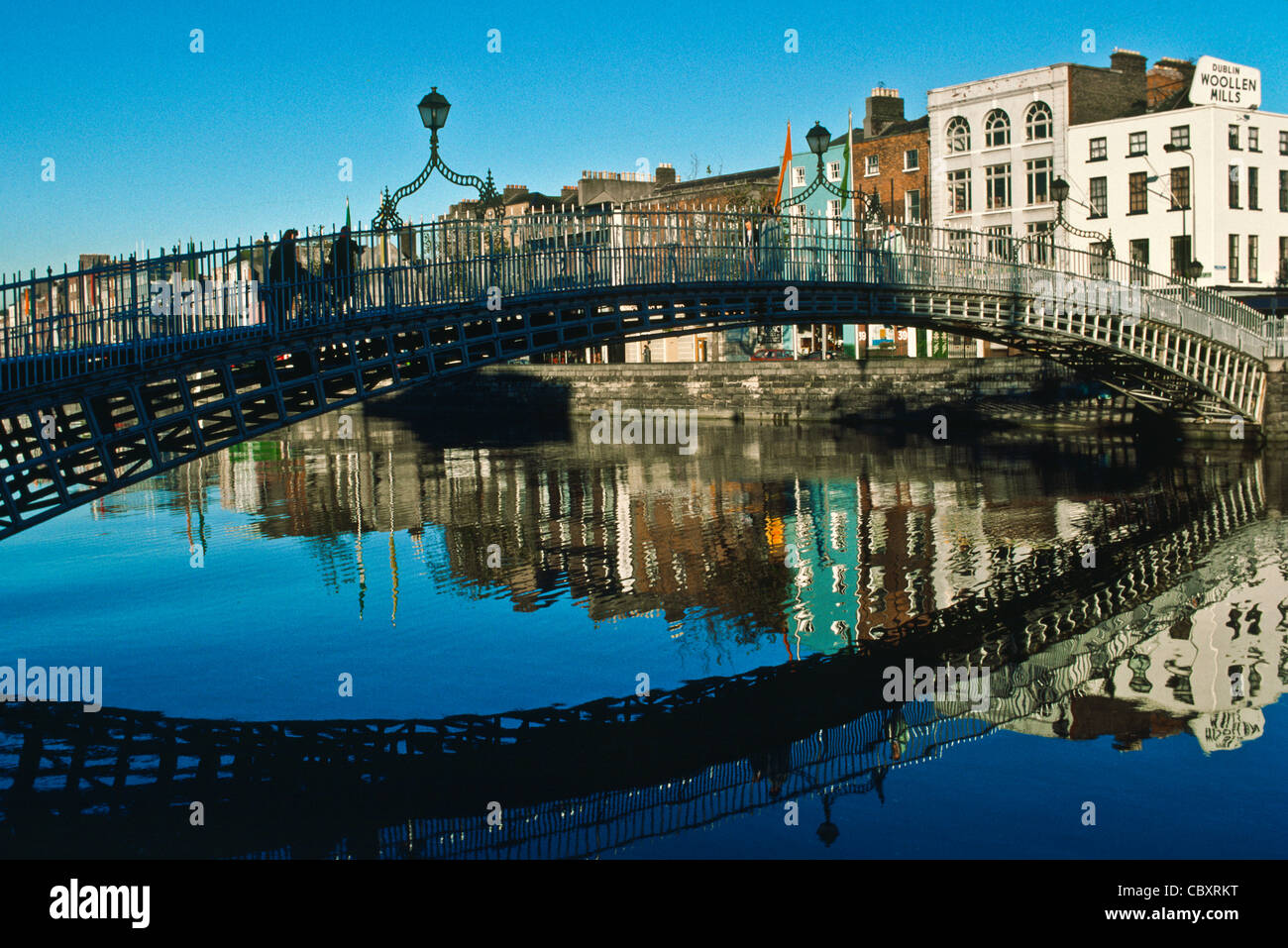 Ha'penny Bridge (Liffey Bridge), a cast-iron pedestrian bridge, built ...