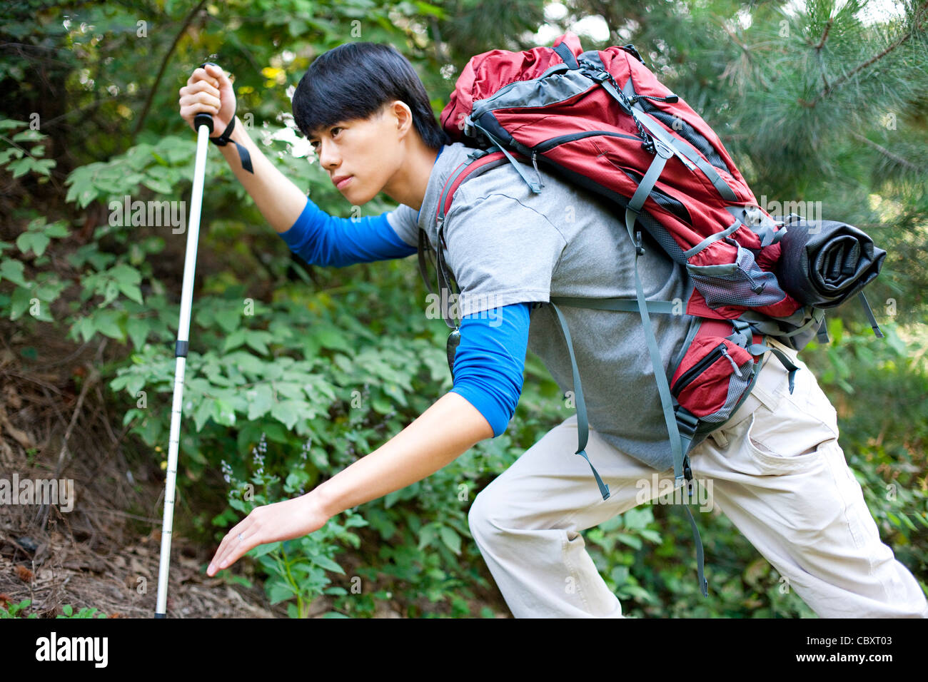 Young people go hiking in mountain hi-res stock photography and images ...
